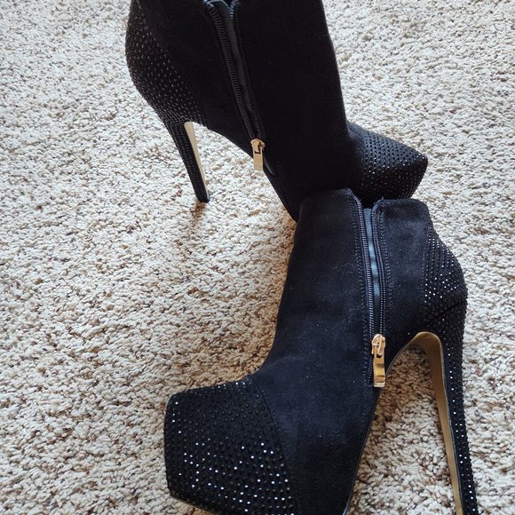 bebe | Shoes | Bebe Black Sparkle Platform Boots 8 | Poshmark